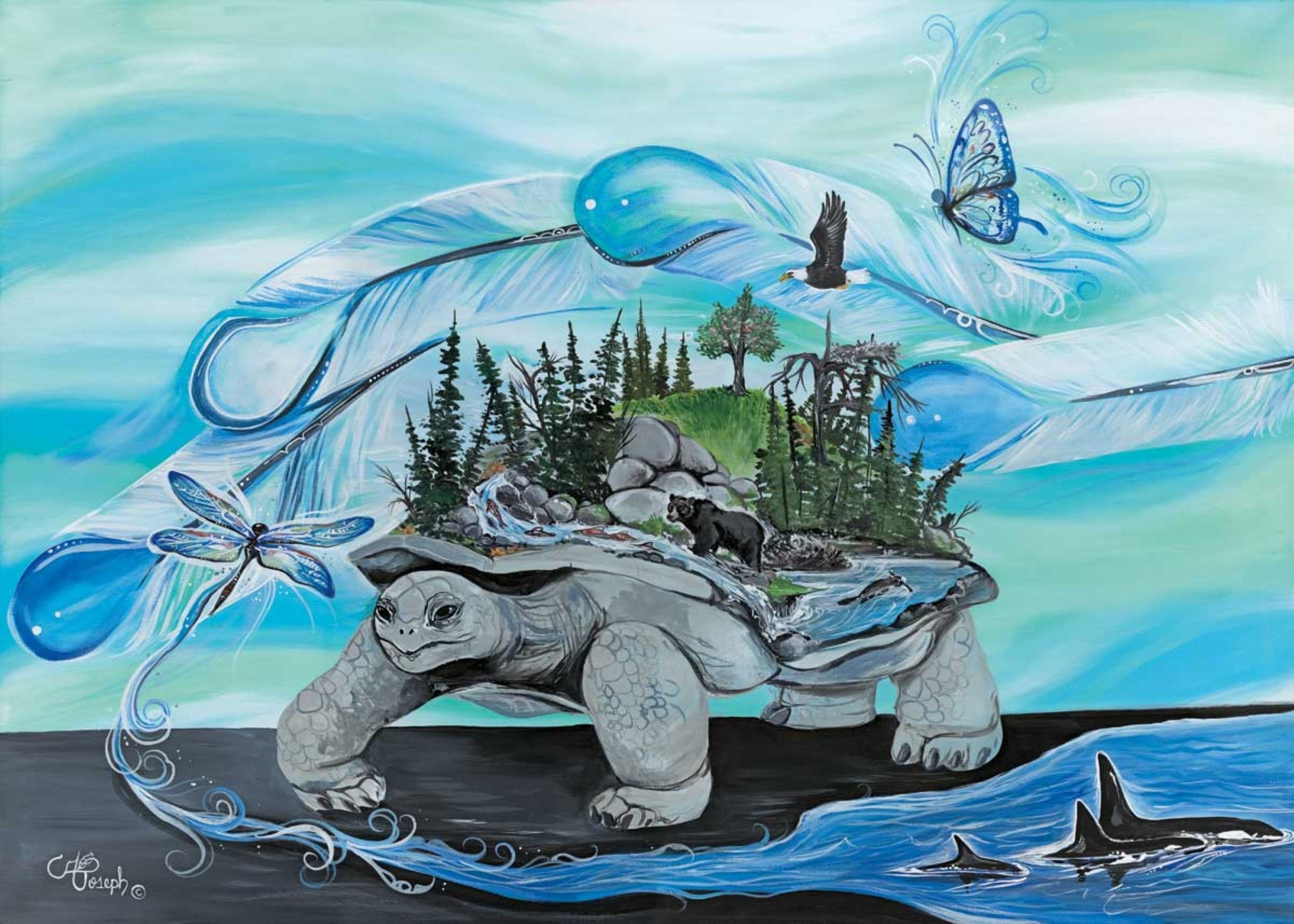Turtle Island By Carla Joseph, Indigenous Art Print, First Nations, Na ...